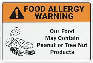 Amazon.com: Food Allergy Warning Peanut Or Tree Nut Sign 12 X 8 Inches ...