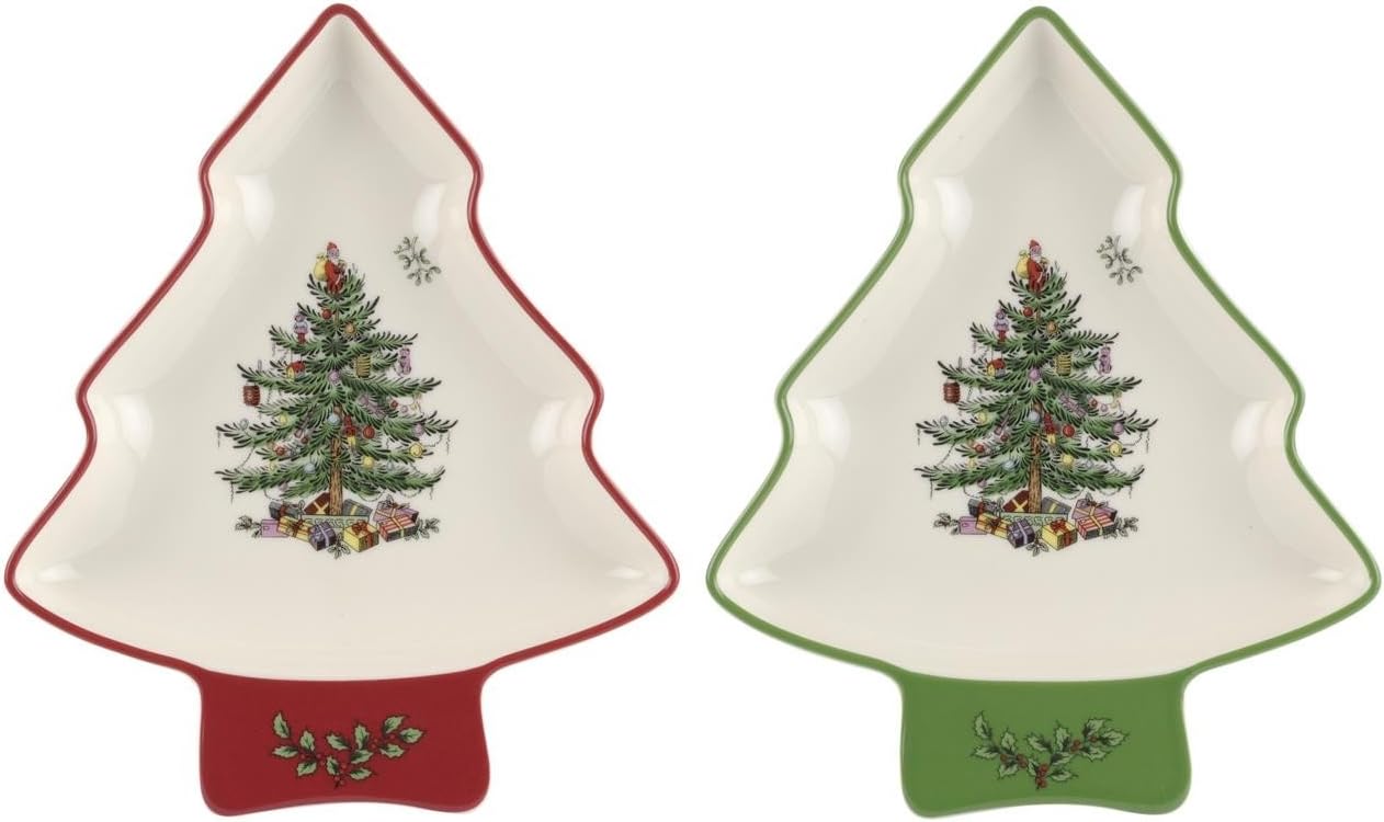 Amazon.com: Spode Christmas Tree Shaped Dish, Set of 2: Home & Kitchen