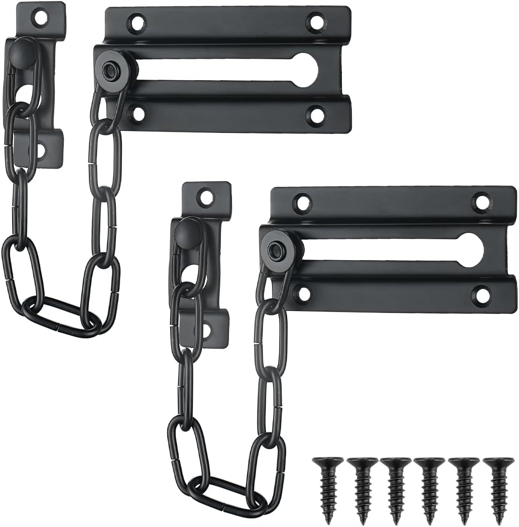 JQK Chain Door Guard with Lock, Black 2 Pack Chain Lock Stainless Steel ...