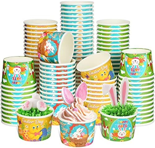 Amazon.com: 120 Pcs 9 Oz Happy Easter Ice Cream Cups Bunny Egg Chick ...