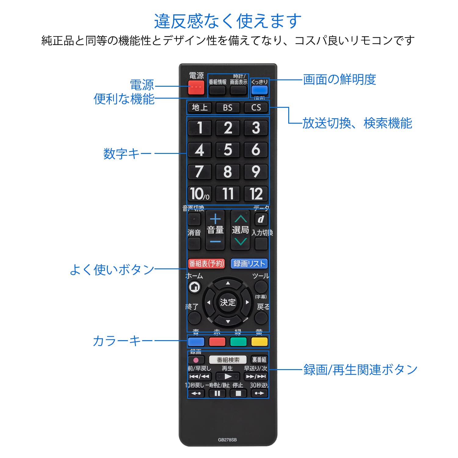 純正 シャープ SHARP AQUOS GB278SB RRMCGB278WJSB 0106380559 テレビ用リモコン - アクセサリー・部品