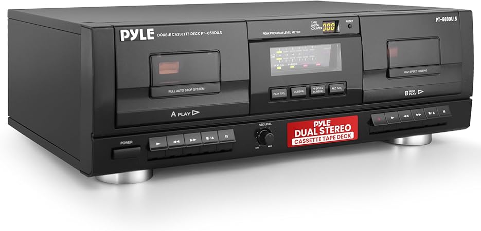 Amazon.com: Pyle Dual Stereo Cassette Tape Deck - Clear Audio Double ...