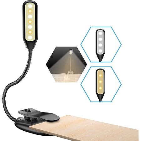Book Light, Dimmable Reading Light Clip on Book, Long Life Battery, 6 ...
