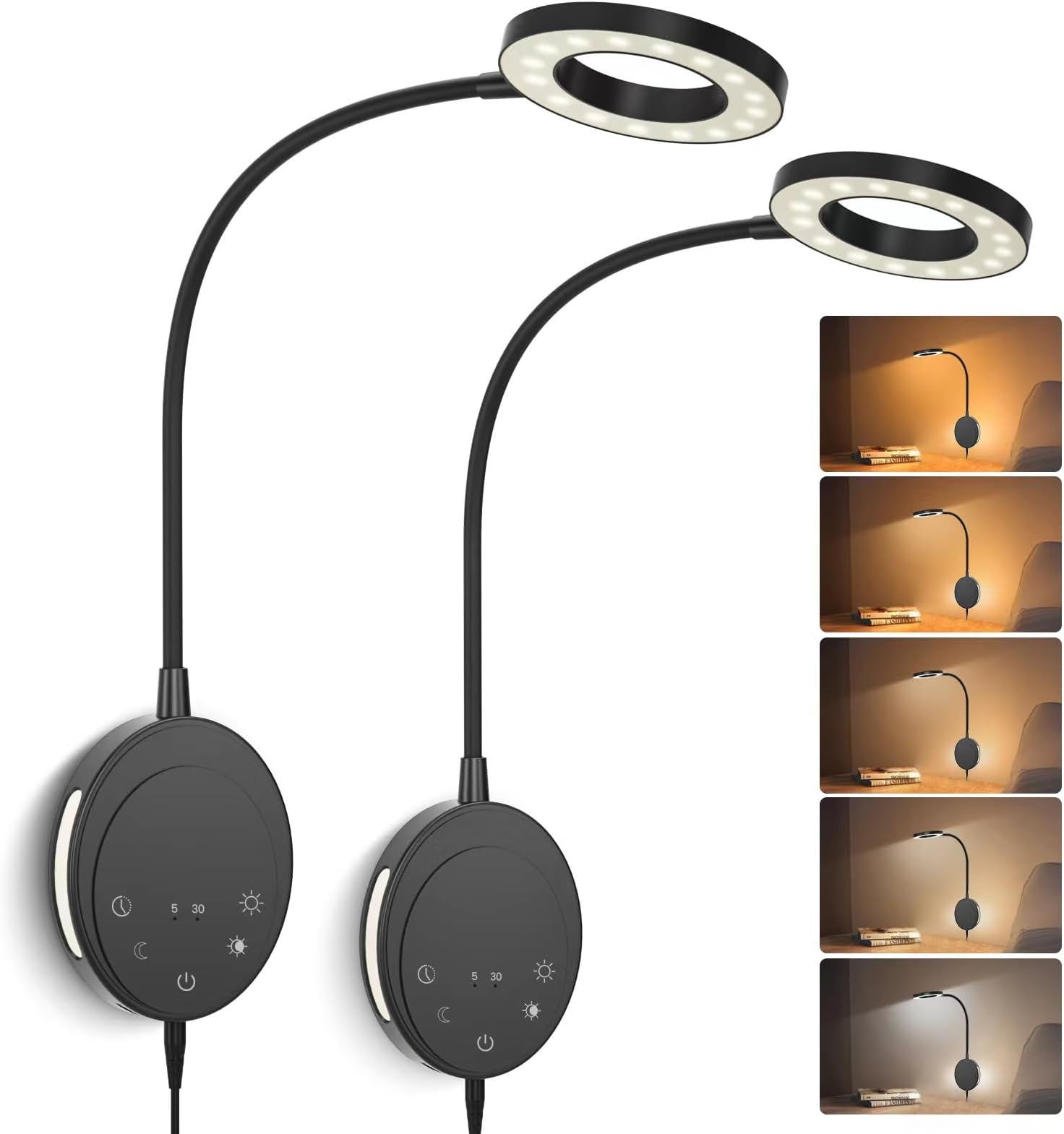 NoeiiT Wall Mounted Reading Light,Headboard Reading Lamp with 5 Color ...