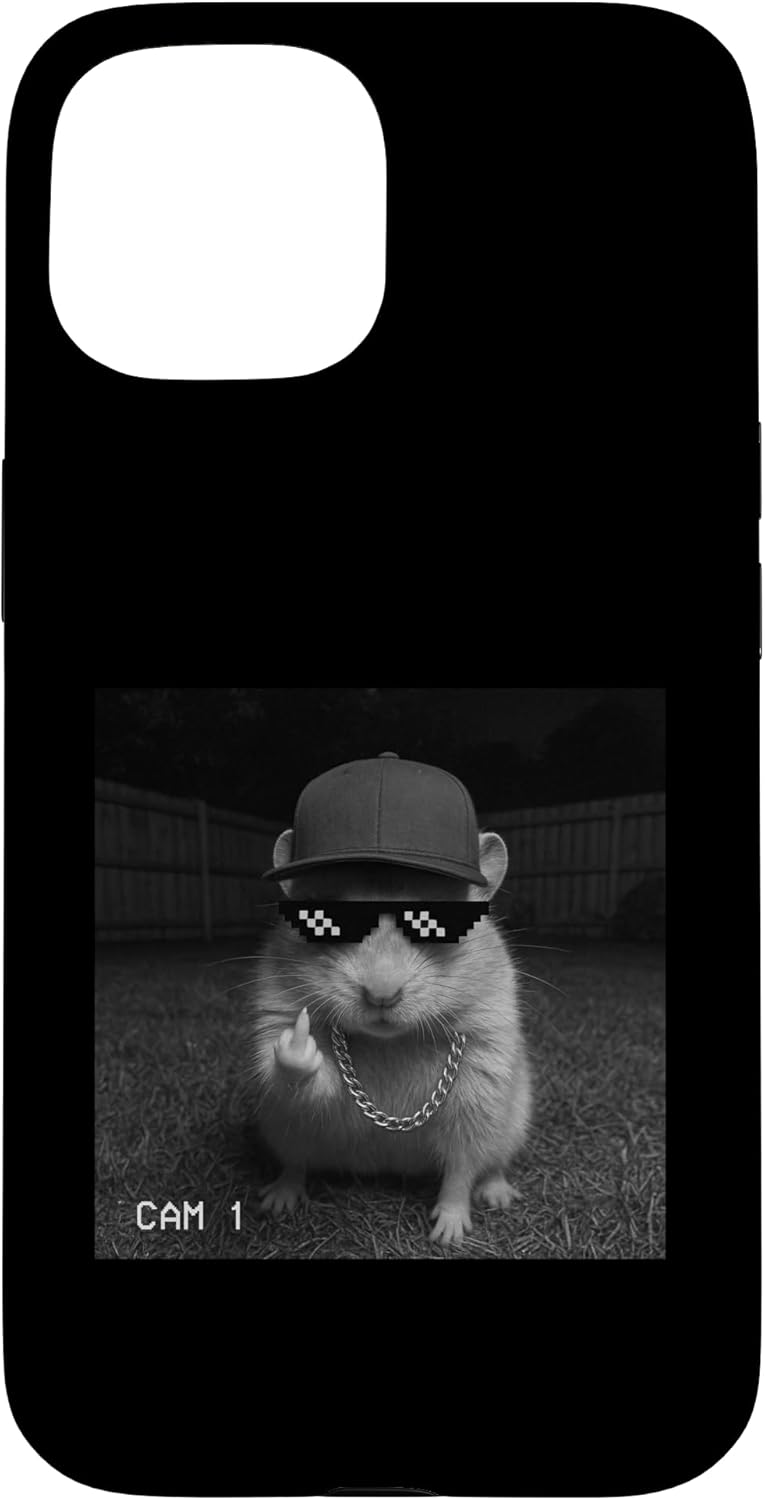 Funny Hamster Flipping Off Middle Finger on Security Camera Coque pour ...