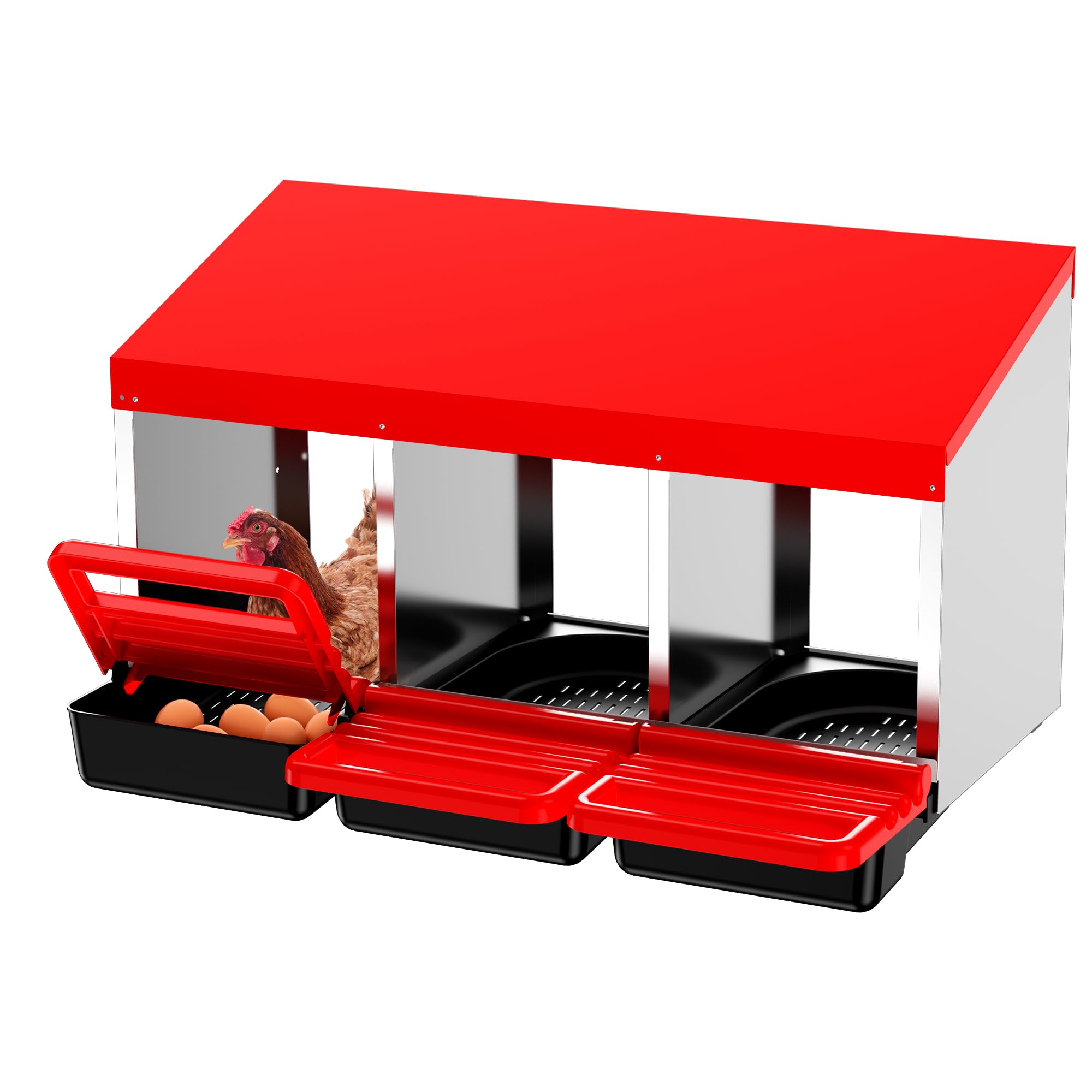 Snapklik.com : Tiflev Chicken Nesting Boxes, 3 Hole Metal Roll Away ...