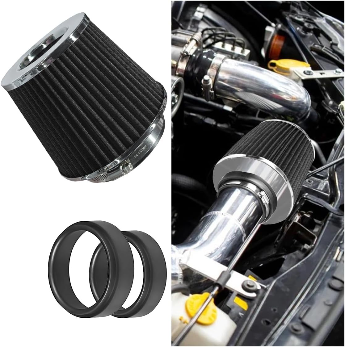 Amazon.com: Universal Clamp-On Air Intake Filter, High Flow Closed-Top ...