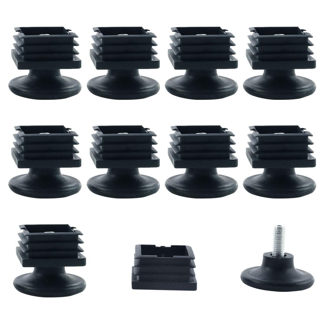 uxcell Leveling Feet 38 x 38mm Square Tube Inserts Kit Furniture Glide ...