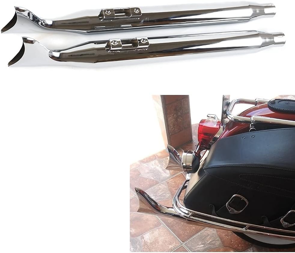 SHARKROAD 36 Inch Chrome Fishtail Slip on Mufflers Exhaust for Harley ...