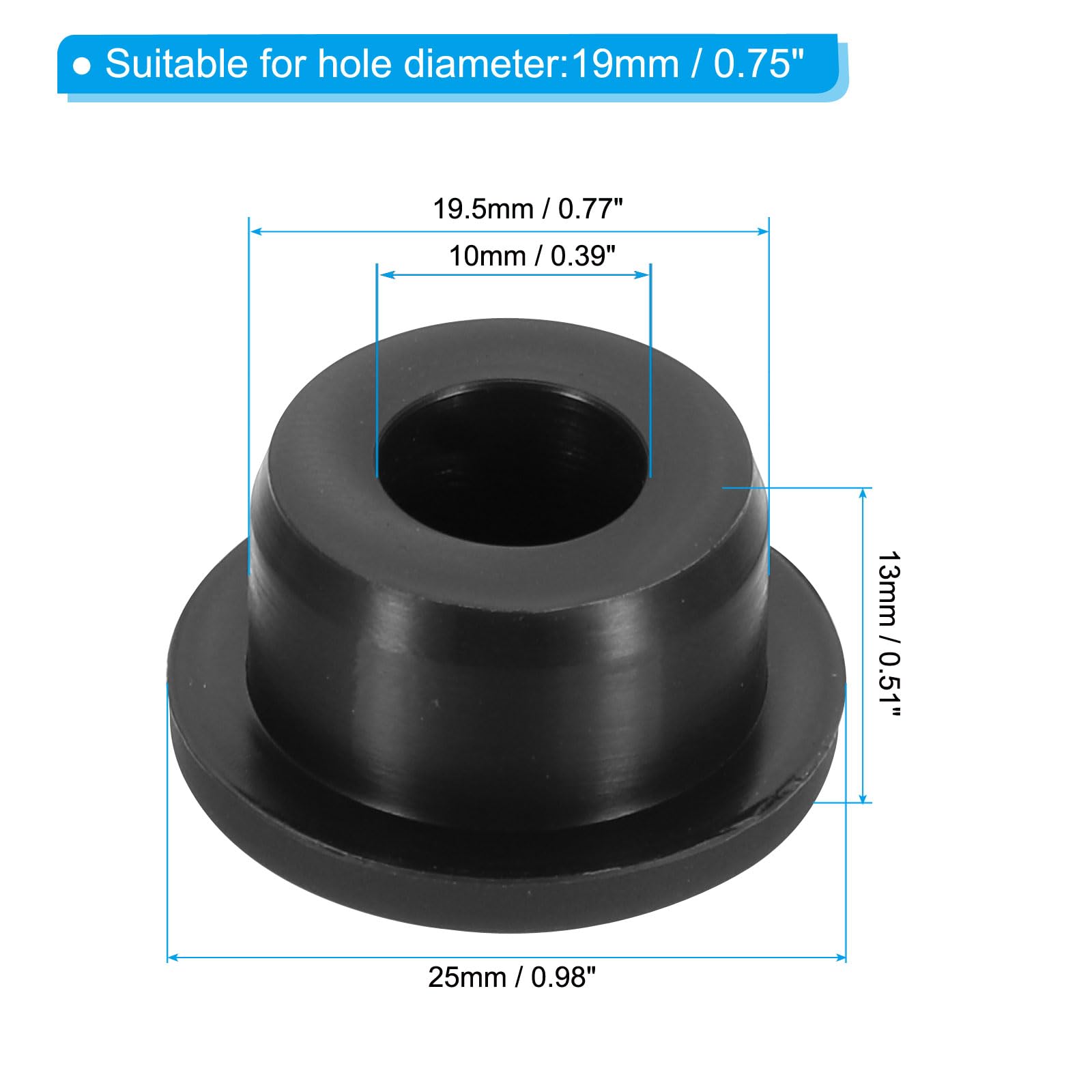 PATIKIL 19.5mm Diameter Rubber Hole Plugs, 12 Pcs Silicone Rubber Round ...