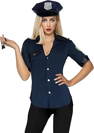 Amazon.com: XXLOG Adult Police Costume Women Police Shirt Cop Costume ...