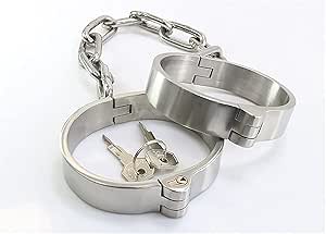 LYGHDBN BDSM Bondage Stainless Steel Stealth Lock Oval Ankle Cuffs with ...