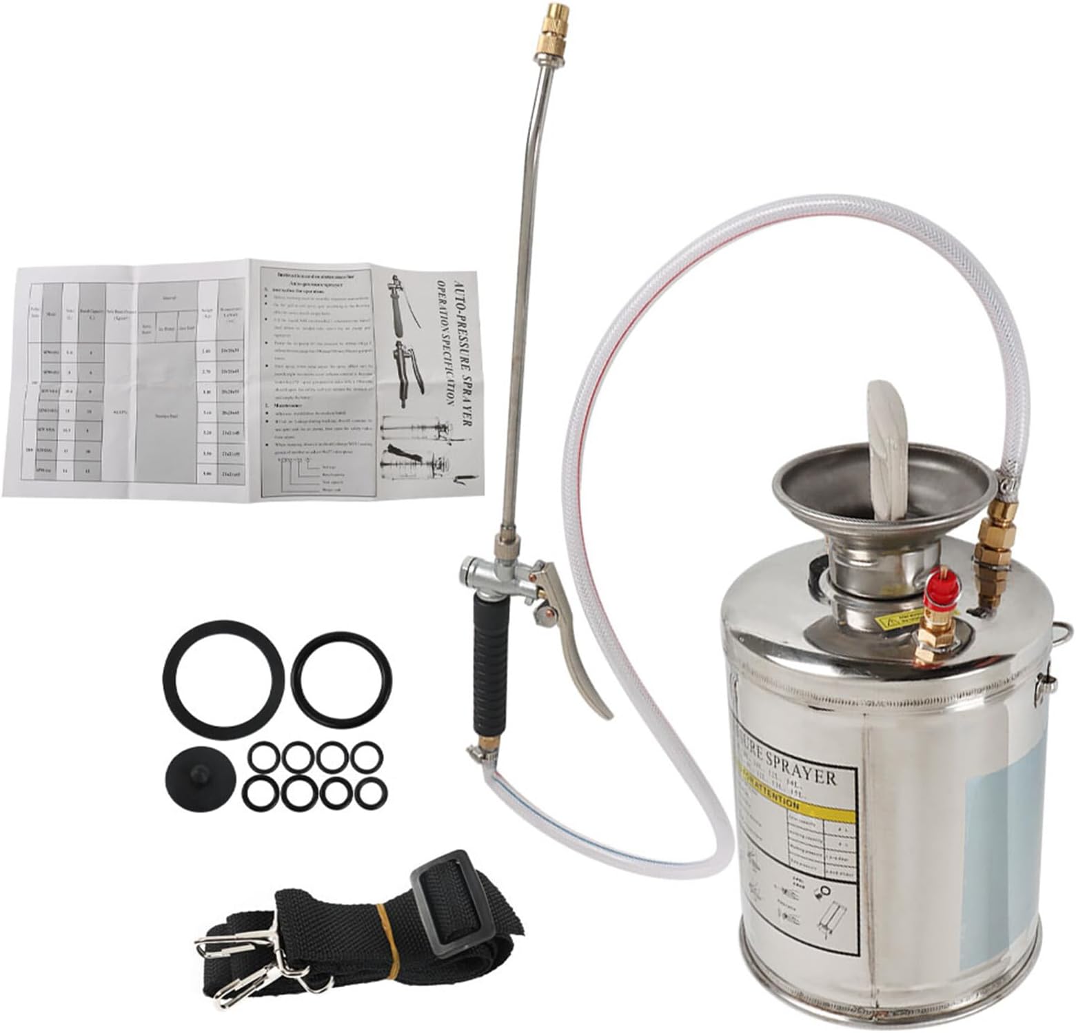 Amazon.com : LABLT Stainless Steel Sprayer with Pressure Gauge, Safety ...