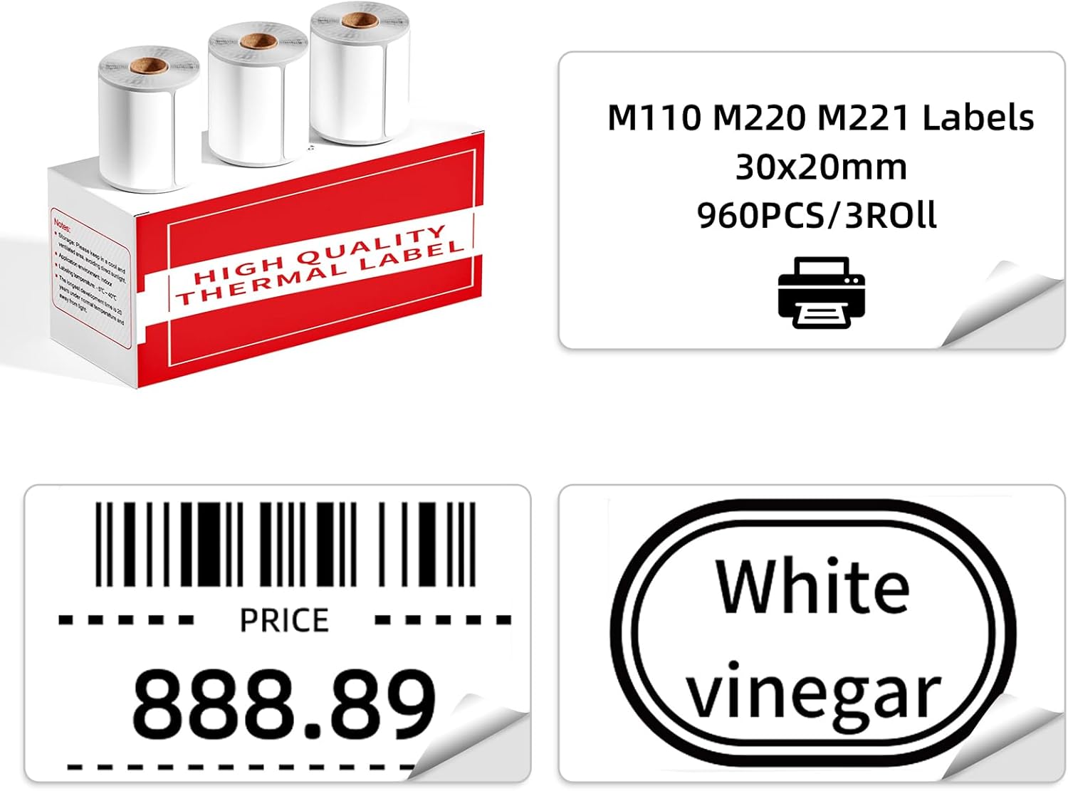 Amazon.com : M110 M220 Small Labels,1.18''x 0.79''(30 x 20mm) Label ...
