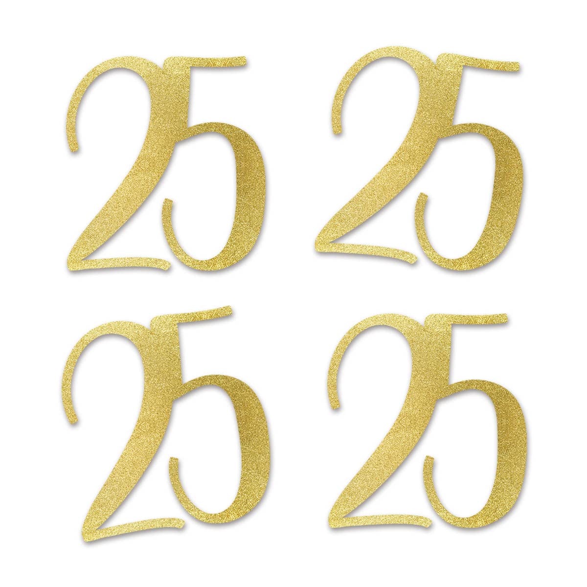 Amazon.com: Gold Glitter 25 Cut-Out Numbers, 25th Birthday Party ...