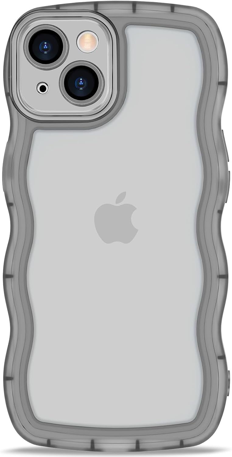 Amazon.com: Anuck for iPhone 15 Case Wavy Edge Clear Back Design, Anti ...