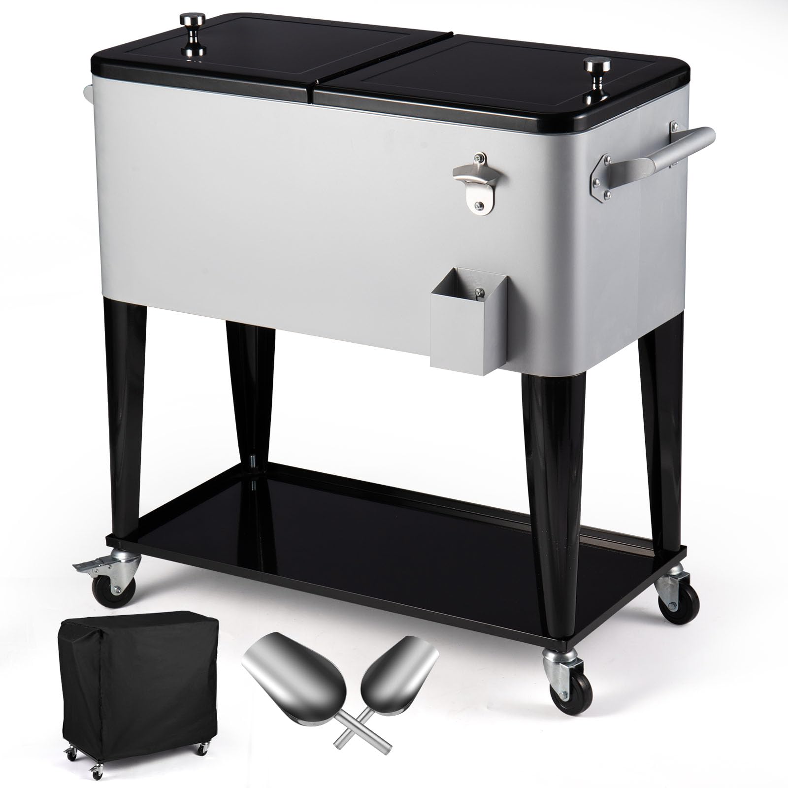 Snapklik.com : Rotayi Portable Cooler Cart, 80 Quart Rolling Cooler Cart