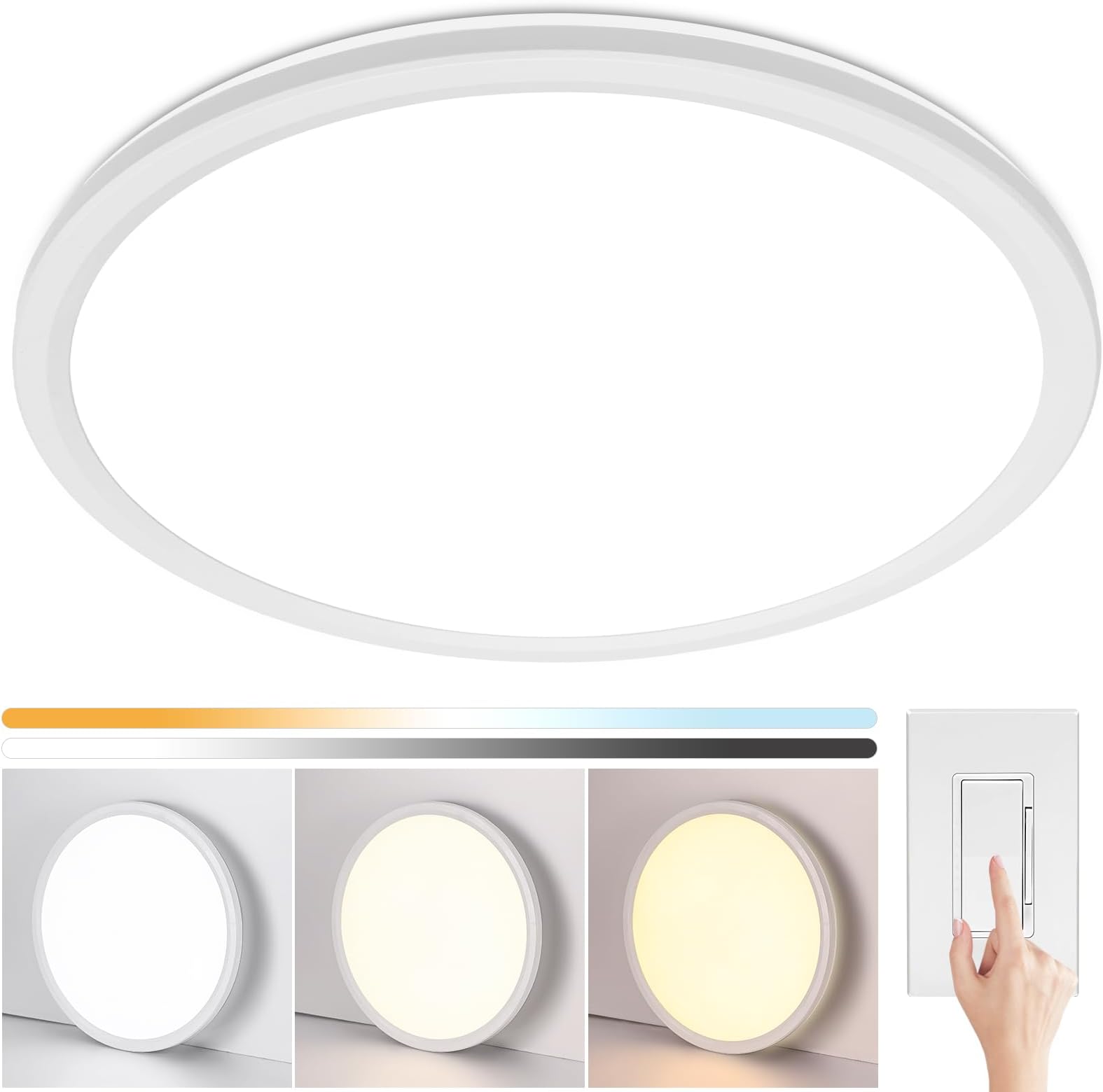 Super Slim 3200LM 12Inch LED Ceiling Lights Flush Mount, Dimmable 3000K ...