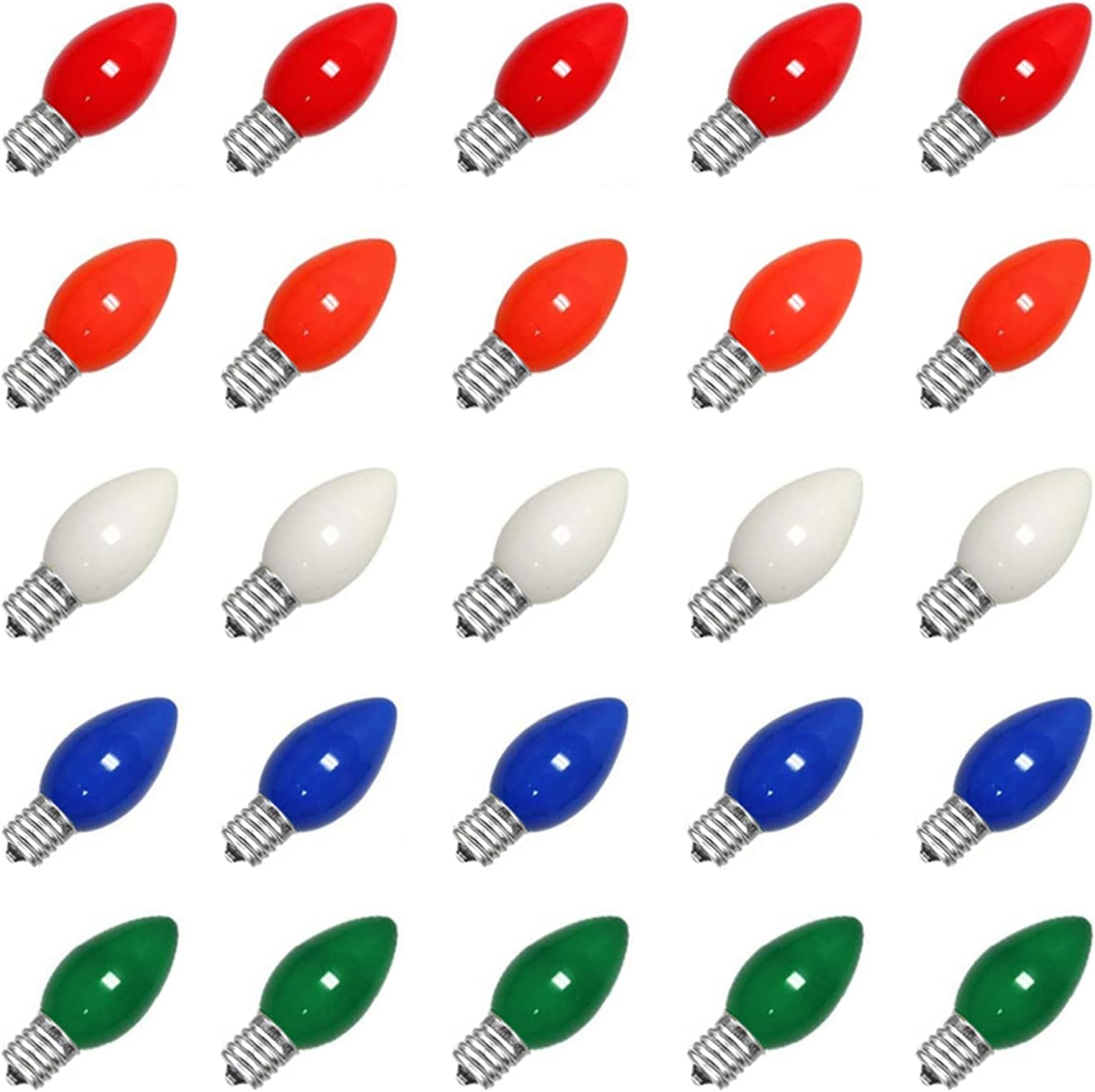 25 Pack C7 Christmas Replacement Light Bulbs, Transparent Blubs for C7 ...