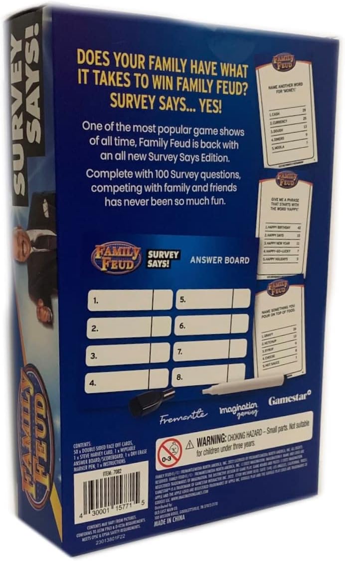 Family FEUD Survey Says Edition Juego de cartas, paquete de calcomanías ...