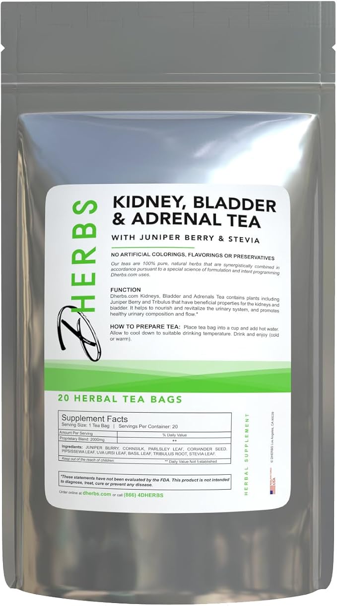Amazon.com: Dherbs Kidneys, Bladder & Adrenals Tea, 20 Tea Bags ...