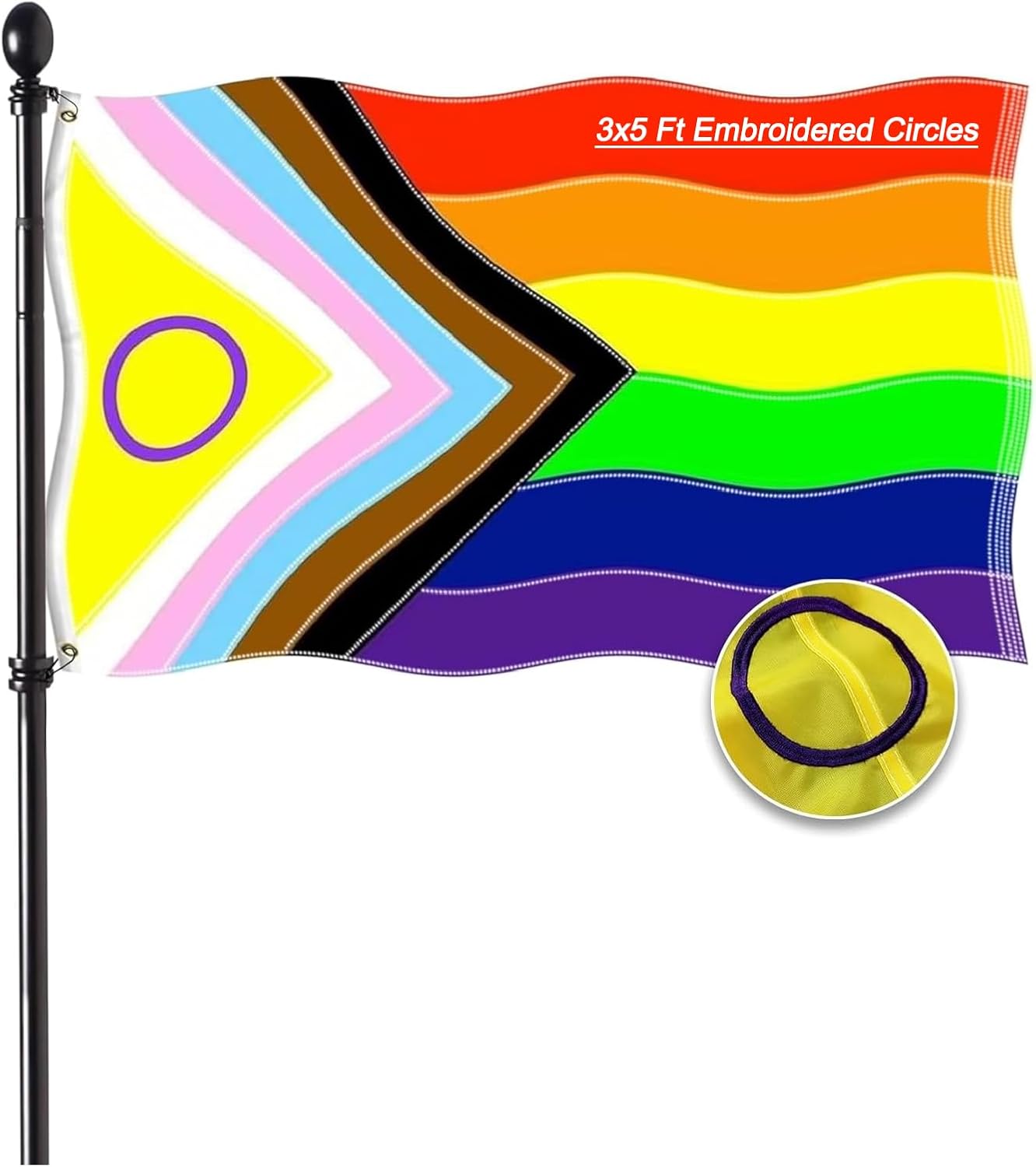Amazon.com: Double Sided New Inclusive Lgbtq Gay Pride Flag 3x5 Outdoor ...