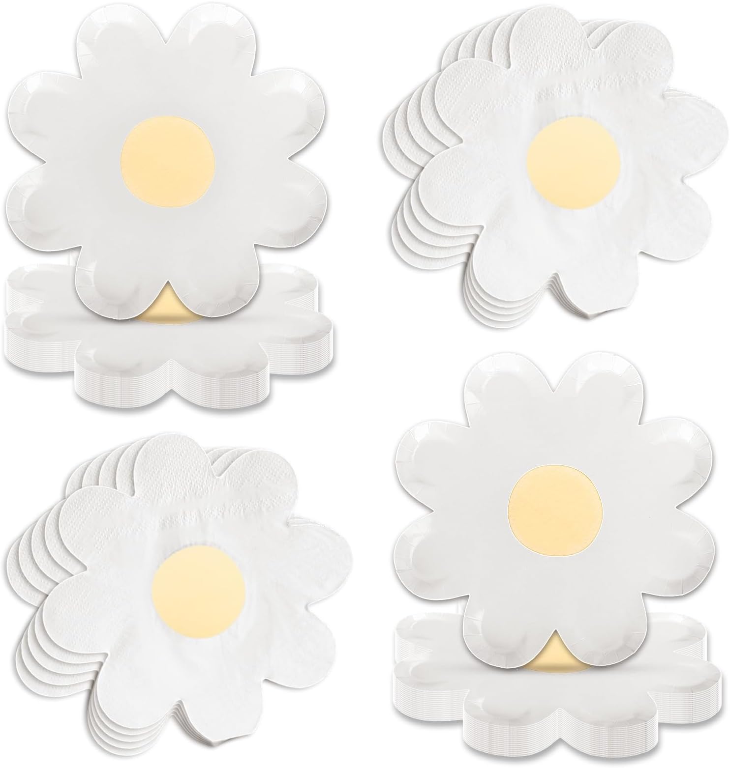 Amazon.com: AnyDesign 40Pcs Daisy Flower Shape Paper Plates and Napkins ...