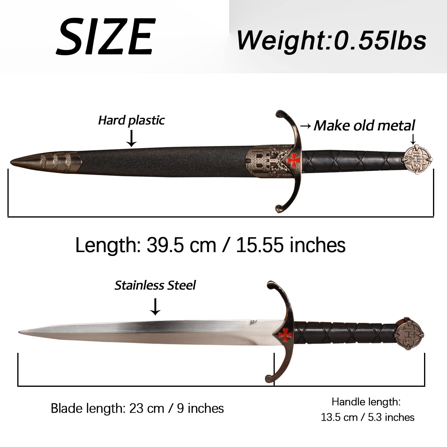 Snapklik.com : 15" Medieval Knights Templar Dagger Short Sword
