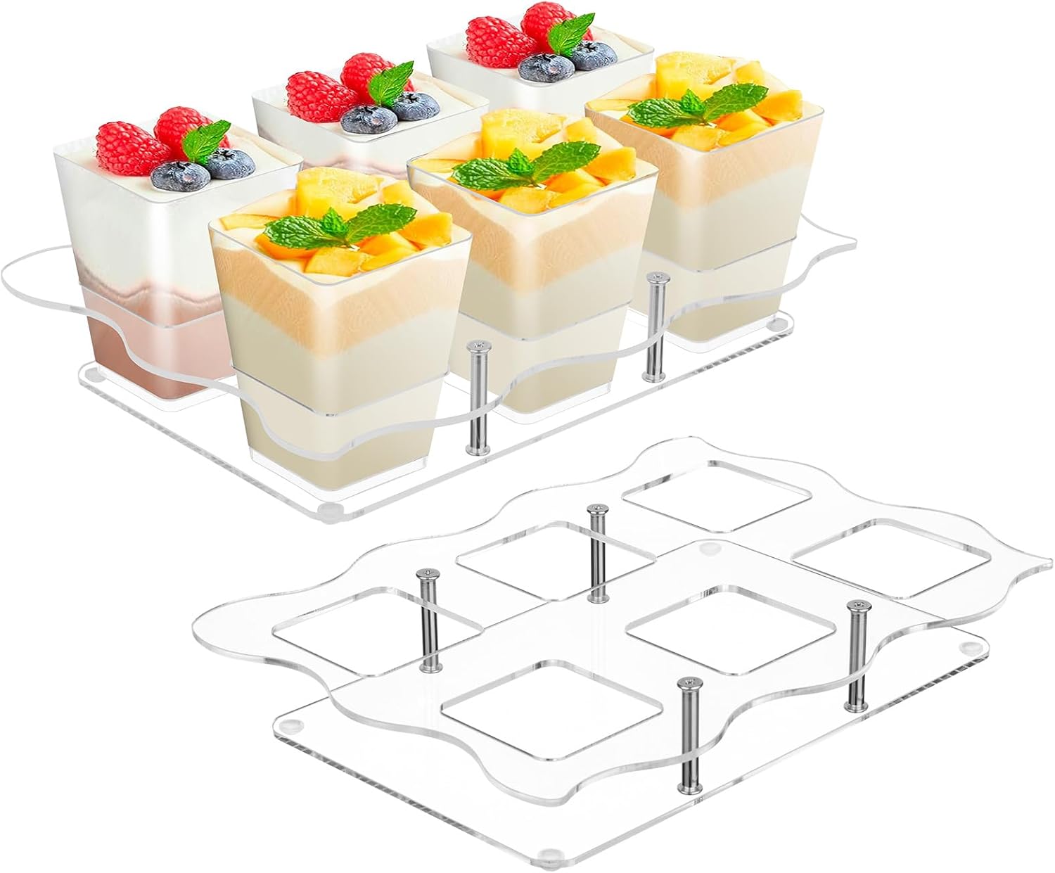 Amazon.com | Beautyflier Pack of 2 Dessert Cups Holder, Acrylic Dessert ...