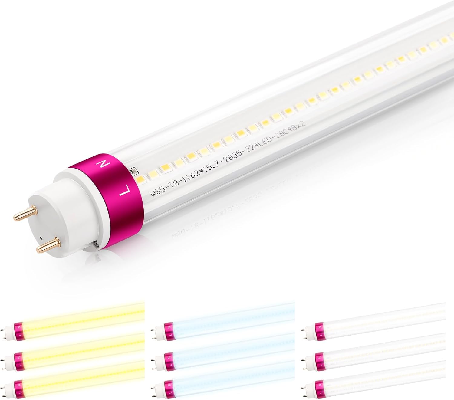 BRILLIHOOD 4FT LED T8 Shop Light Bulbs, 3CCT & 3 Wattage Selectable ...