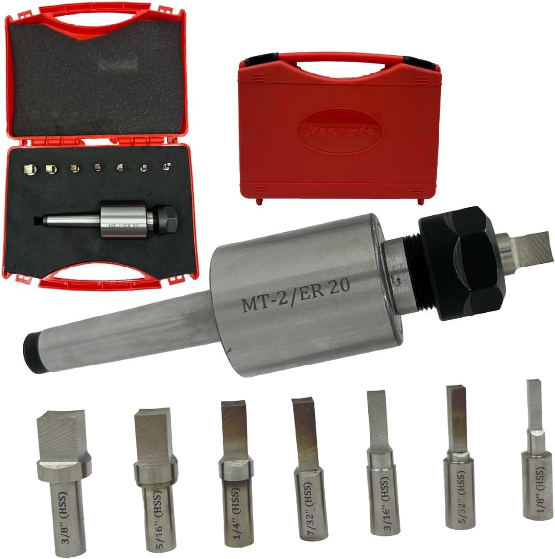 Amazon.com: MT2 Shank Rotary Broach Kit with ER-20 Adaptor & 7-Piece ...