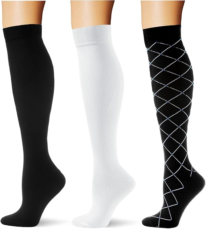 Amazon.com: Saniripple (3 pairs) Compression Socks 20-30 mmHg Long ...