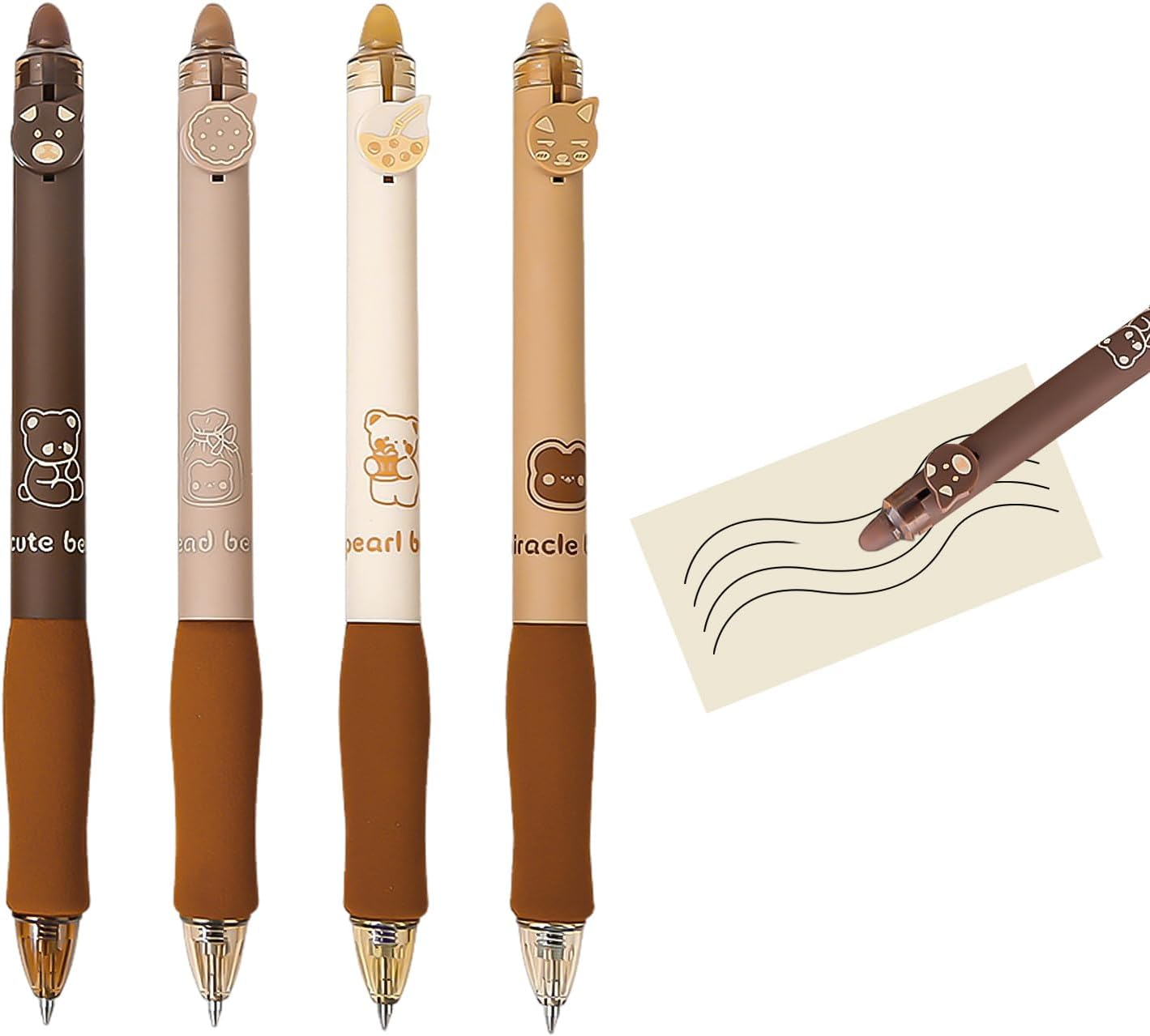 Lot de 4 stylos gel effaçables, stylos à encre gel, pointe ronde de 0,5 ...