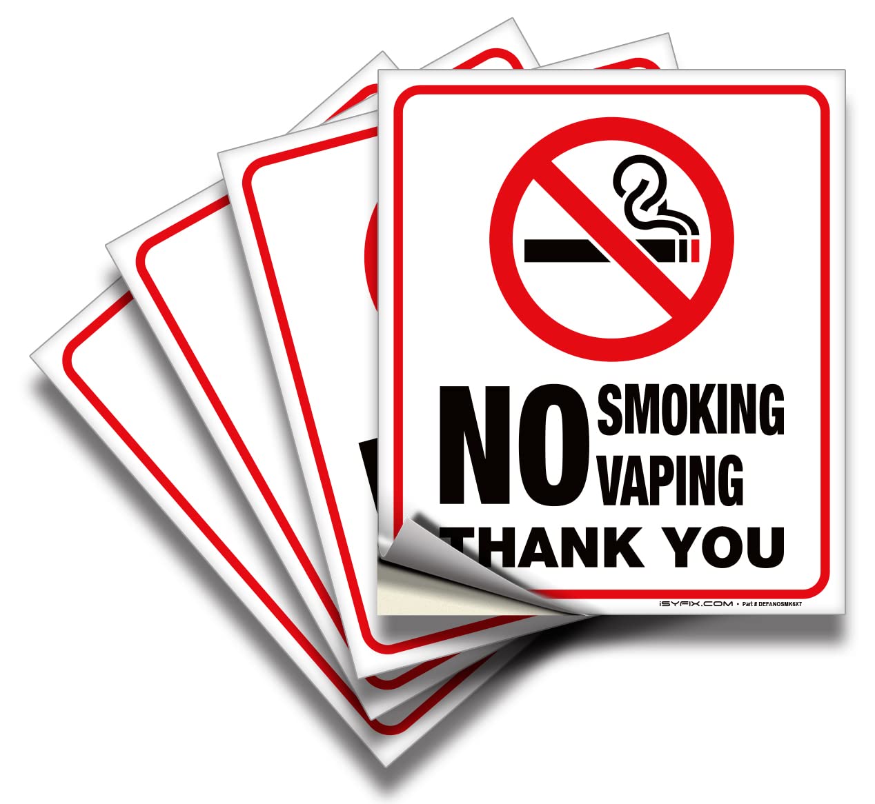 Snapklik.com : iSYFIX No Smoking No Vaping Sticker Sign - 4 Pack 6x7 ...