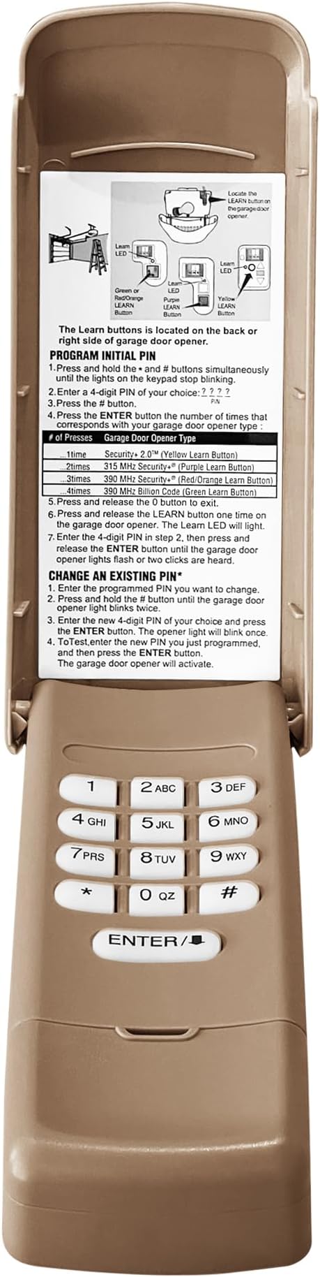 Amazon.com: Universal Garage Door Keypad- Compatible with Chamberlain ...
