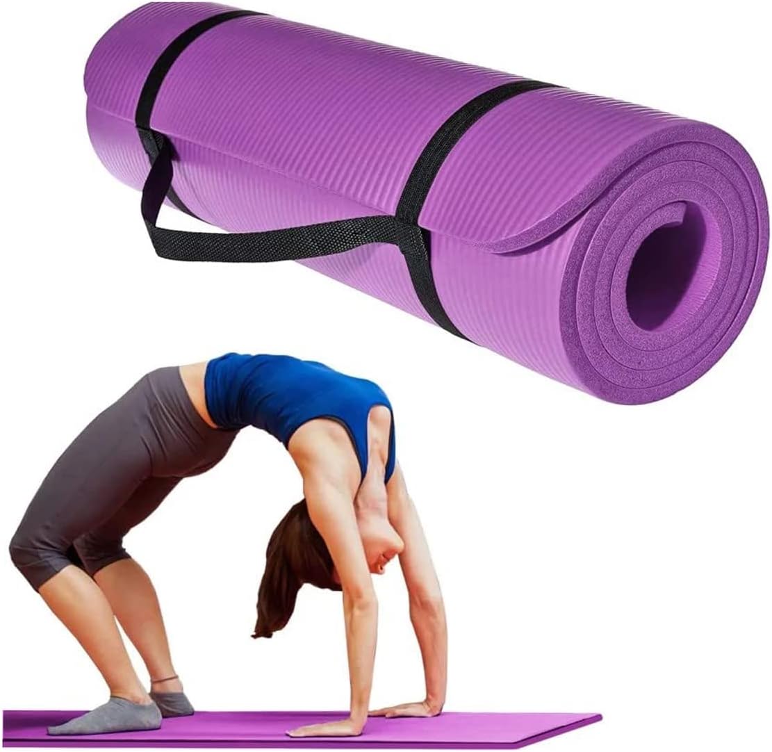 Embossed Yoga Mat with Carry Strap/Non-Skid Yoga Mat for Yoga, Exercise ...