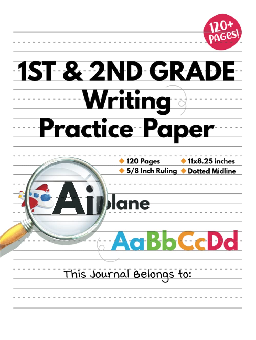 Writing Practice Paper with Lines for 1st & 2nd Grade: Wide Lined ...