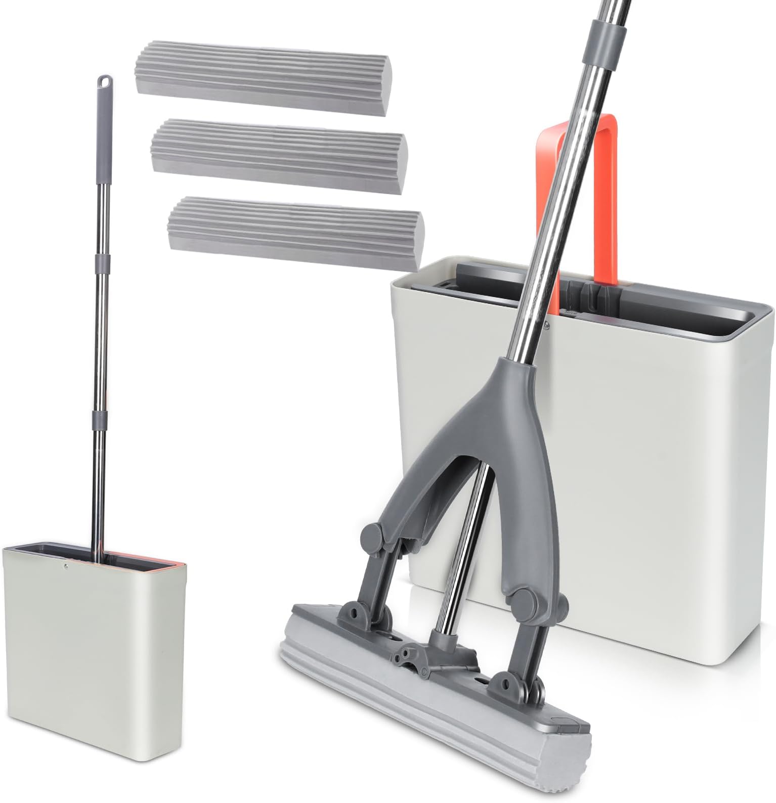 HEVOL Schwamm Wischmopp,123cm Bodenwischer mit 3 Wiederverwendbar PVA ...