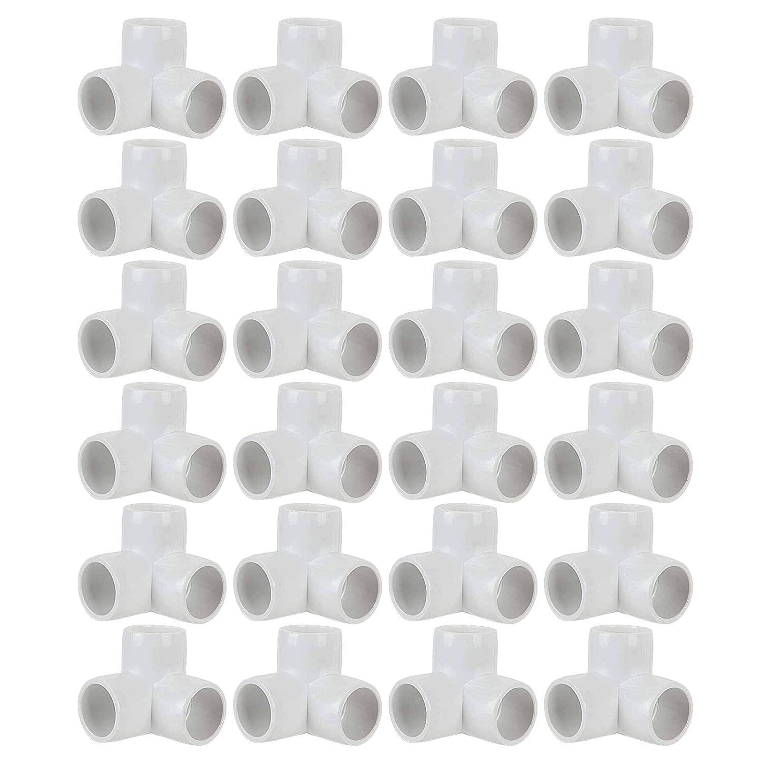 Buy 24 Pack 3 Way PVC Fitting Elbow,1/2 Inch PVC Elbow Corner Side ...