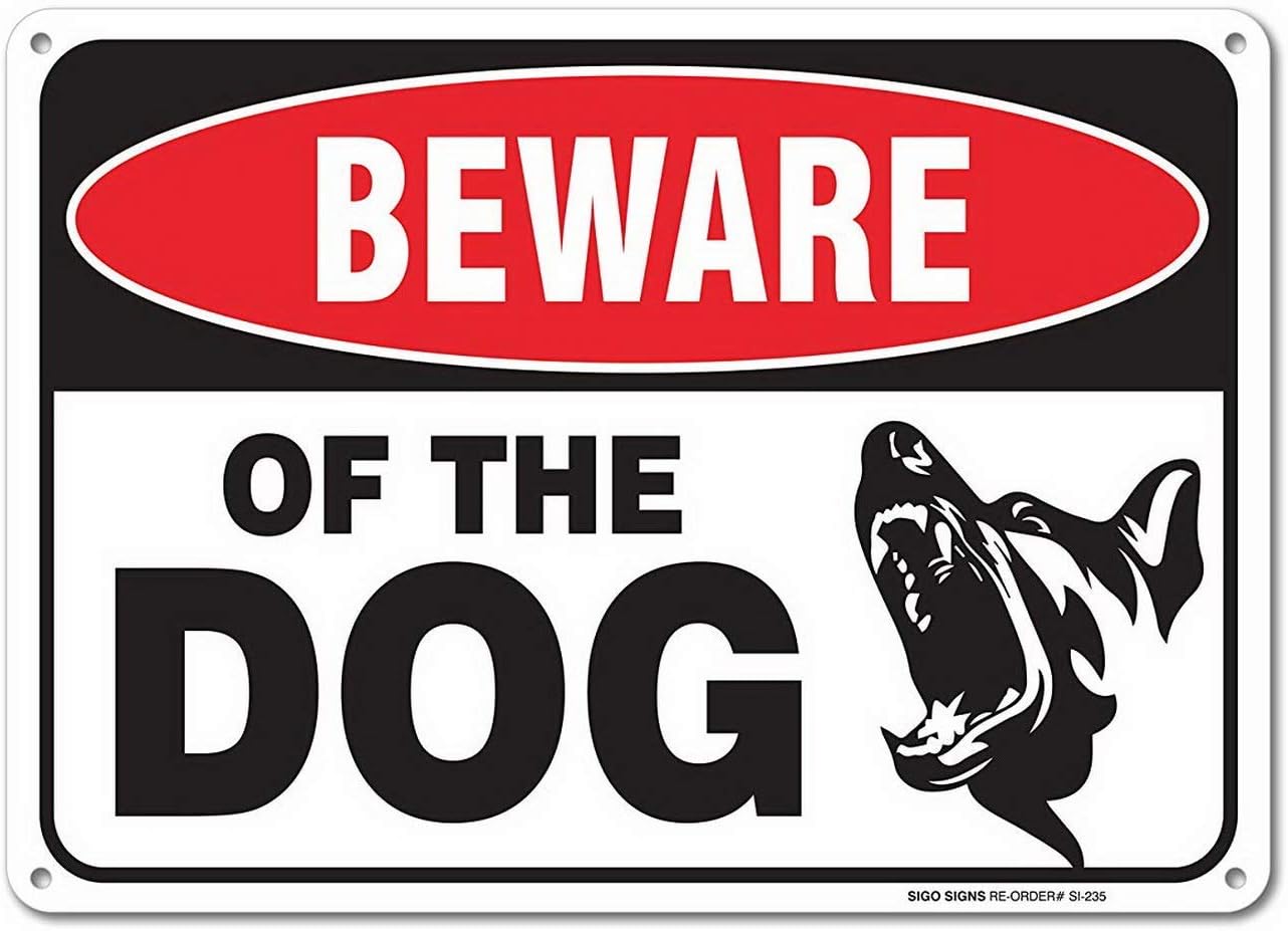 MNUT Cartello in Metallo con Scritta Beware of Dog, con Stampa UV e ...