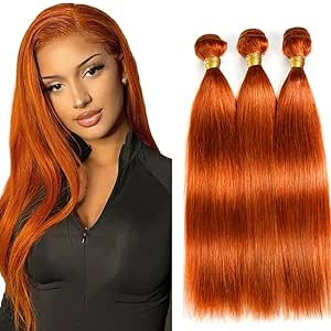 Amazon.com : WuvuSnm Ginger Bundles Human Hair Color 350 Straight ...