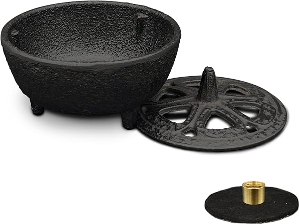 Amazon.com: Cast Iron Incense Burner with Holder and Fireproof Cotton ...