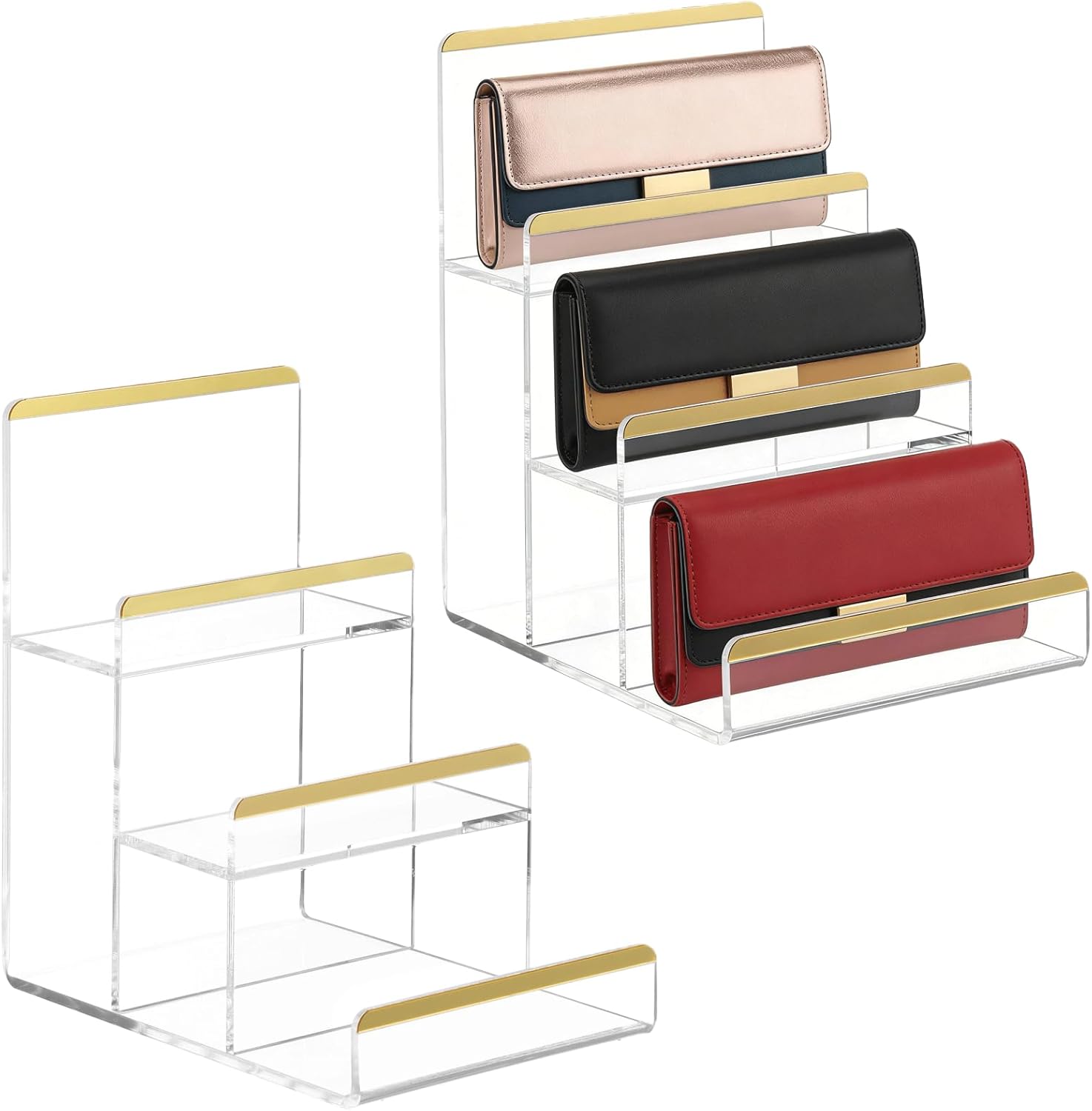 Amazon.com: 2 Pcs Purse Display Stands, Clear 3-tier Acrylic Wallet ...