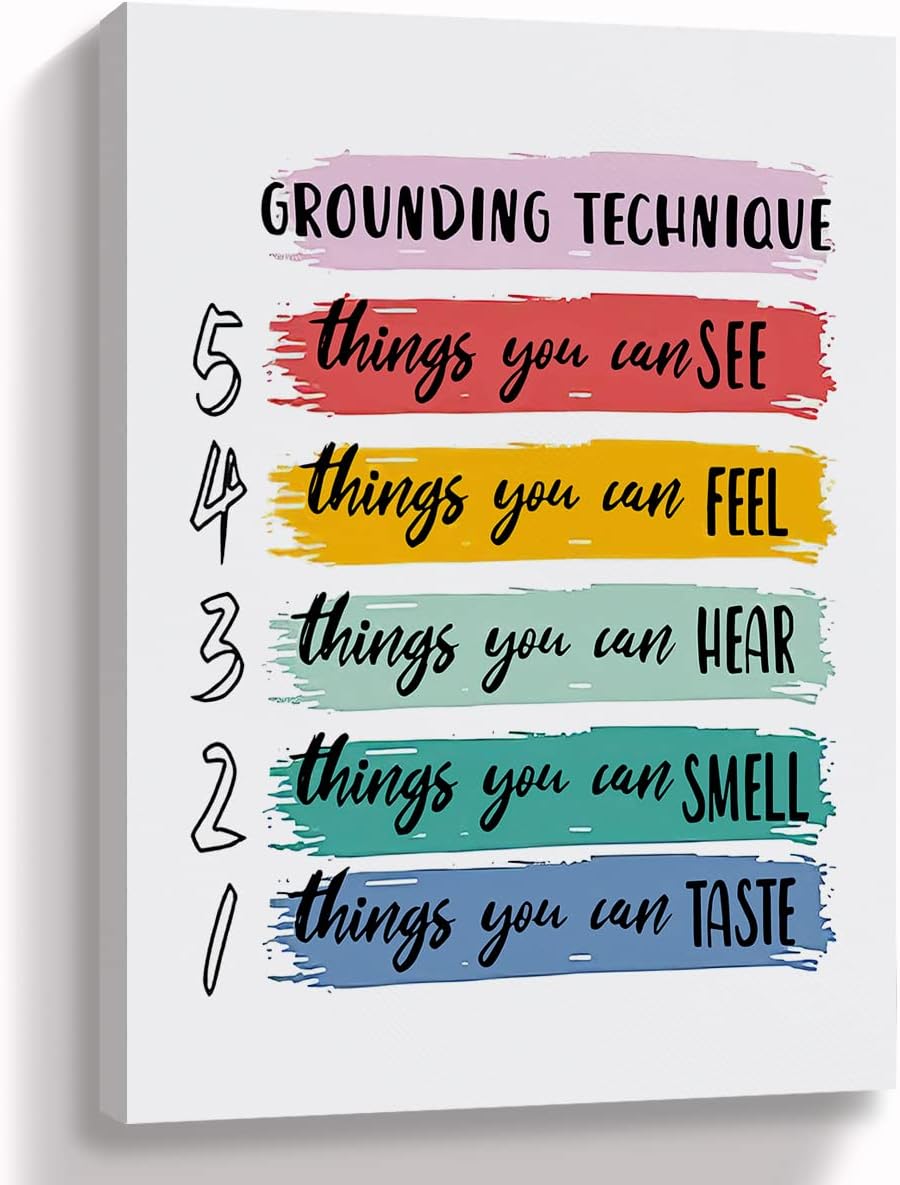 Grounding Technique Anxiety Breathing Canvas Wall Art Prints Health ...