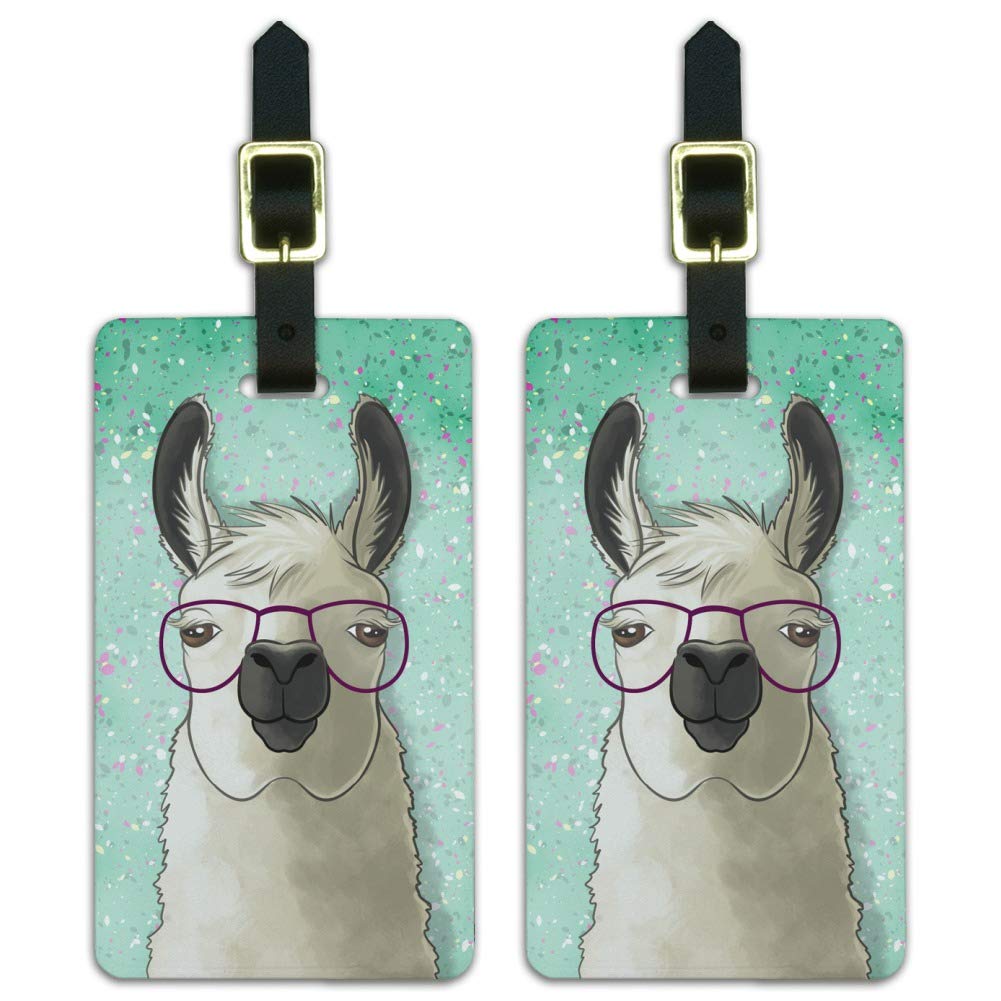 Amazon.com: Hip Llama with Glasses Luggage ID Tags Suitcase Carry-On ...