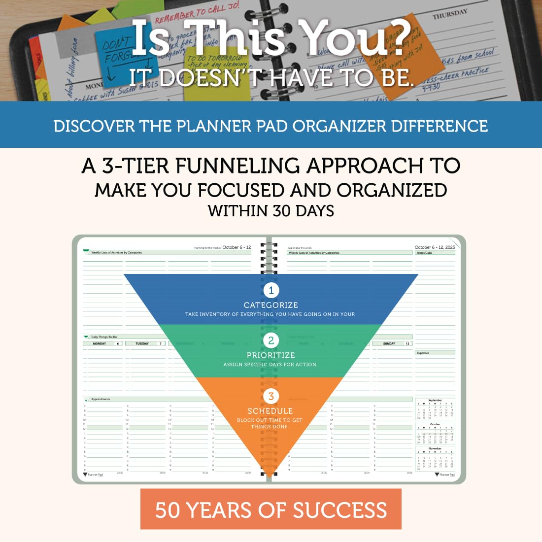 Snapklik.com : Planner Pad Spiral Bound 3-Tier Funnel Down 12 Month ...