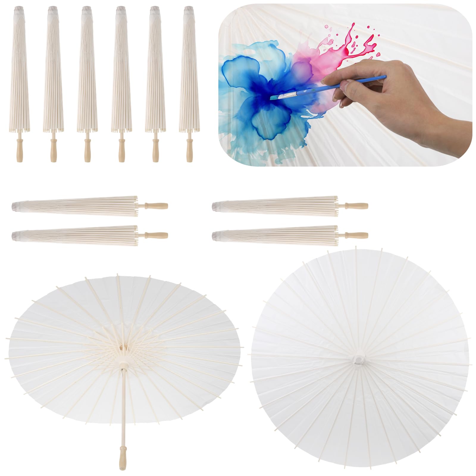 Amazon.com: 12PCS Paper Umbrellas,33 Inches Paper Umbrellas Paper ...