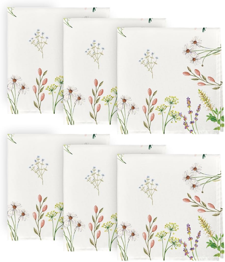 Amazon.com: 12 Pcs Spring Cloth Napkins Floral Napkins 20'' x 20 ...