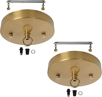 KIGHSIN 5.9 Inches Brass Gold Ceiling Light Canopy Plate, Metal Round ...