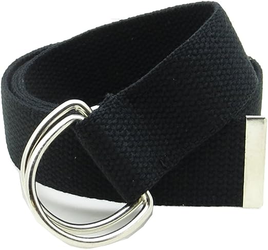 Canvas Web Belt Double D-Ring Buckle 1.5" Wide with Metal Tip Solid ...